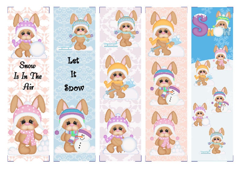 Winter Snow Bunnies Book Marks - Etsy