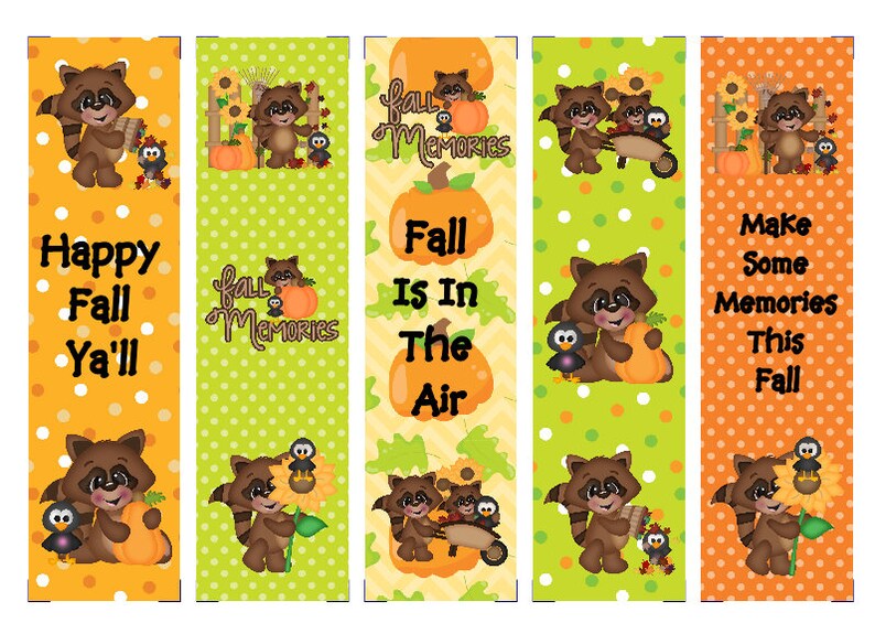 Fall Memories Raccoons Book Marks - Etsy