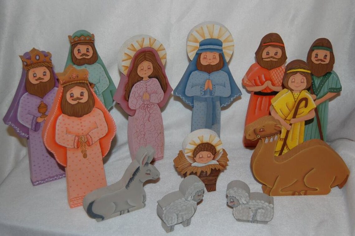 Handpainted Wood Nativity Set - Etsy