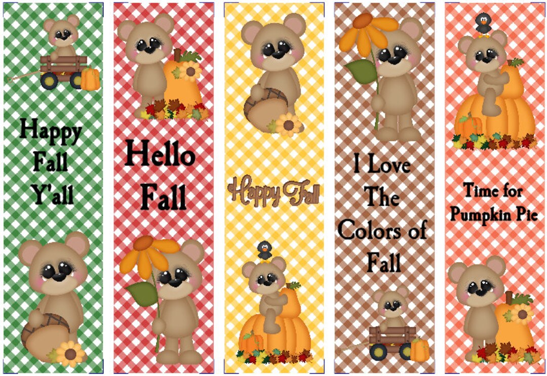 Hello Fall Bears Book Marks - Etsy