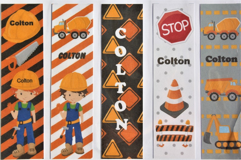 Children's Construction Fun Book Marks - Etsy