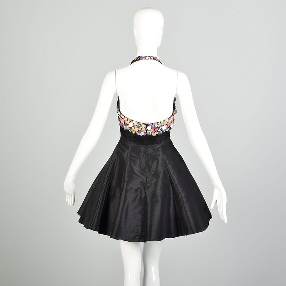 XS 1990s Fit & Flare Halter Mini Dress Prom Party Eve… - Gem
