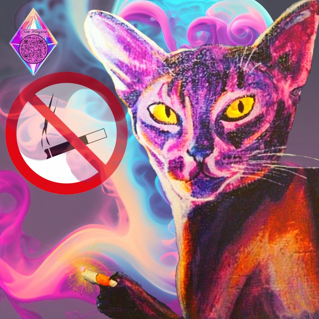 No Smoking Sign Kitty Magnet, Funny Art for Cat Lovers, Unique Gift for ...