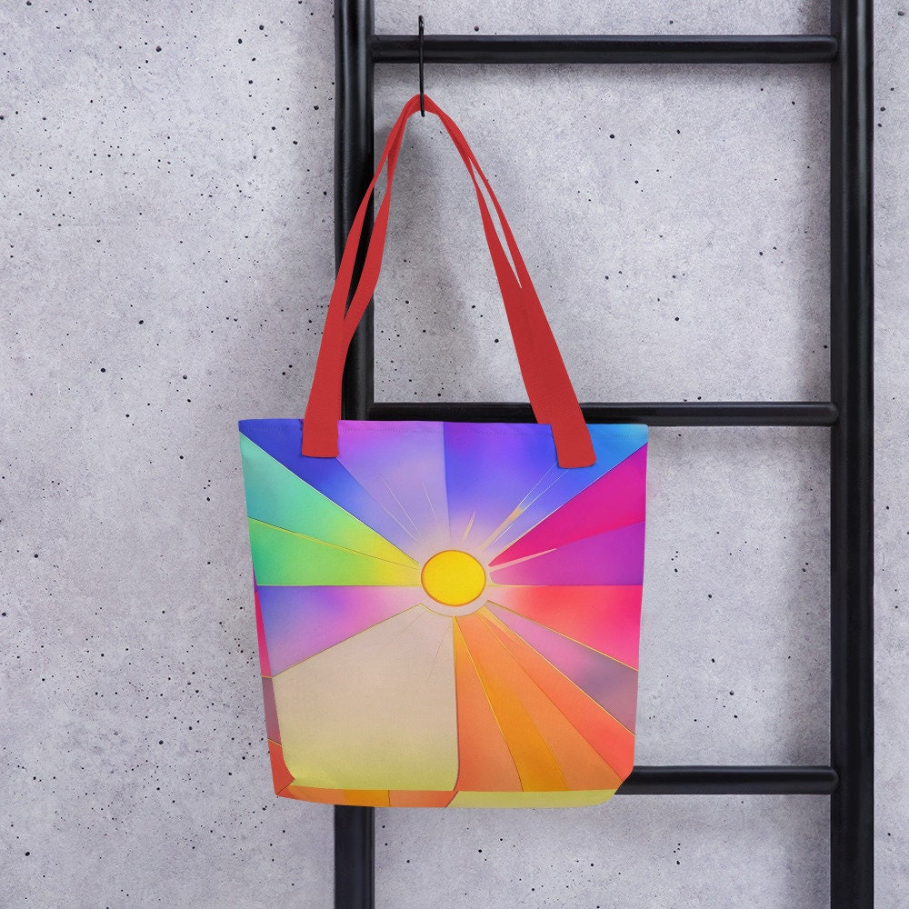 Rainbow Sun Pride Prism Rainbow Tote Bags Unique Edgy - Etsy