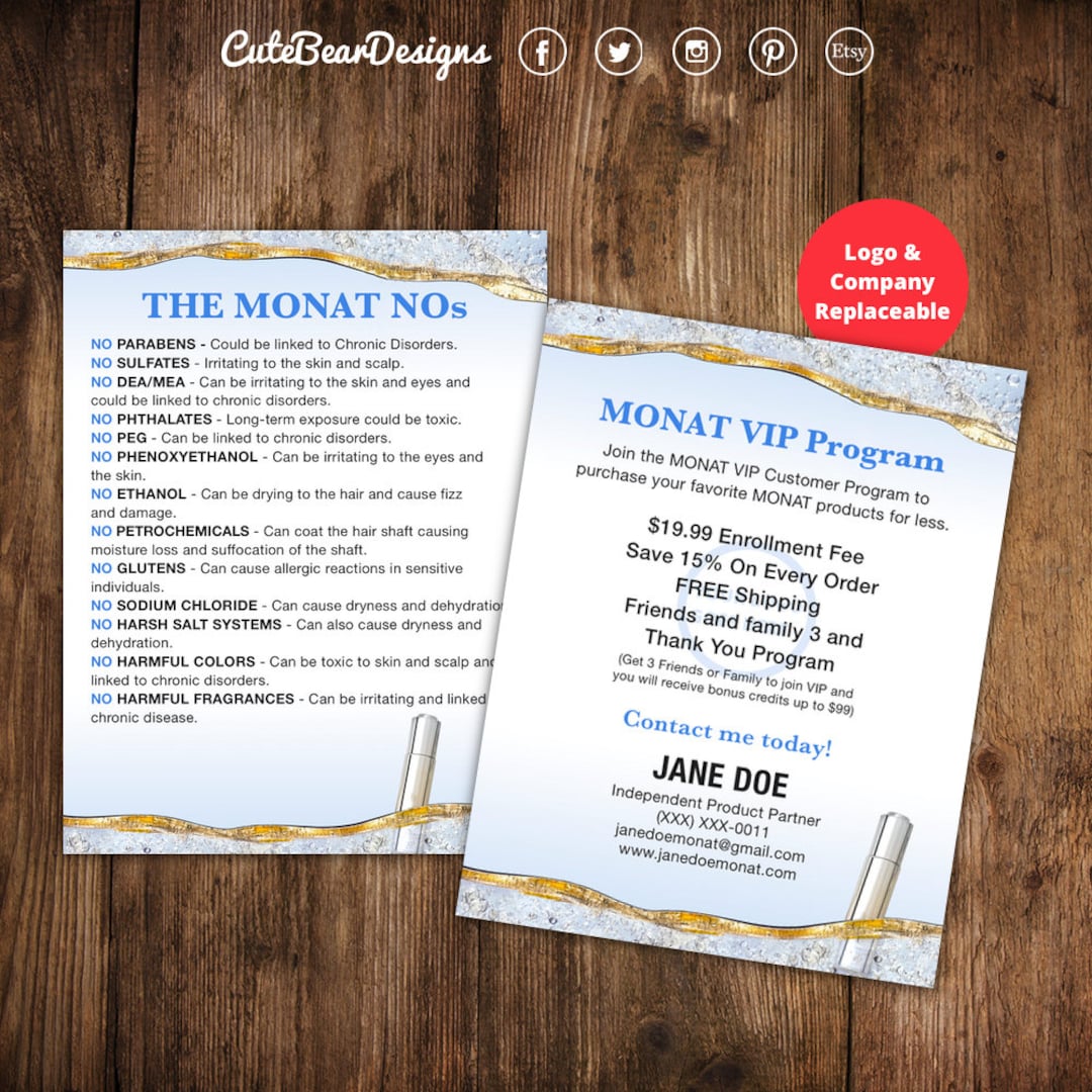 Monat Postcard, Vertical, Monat Nos, No, Monat Hair Care, Flyer ...