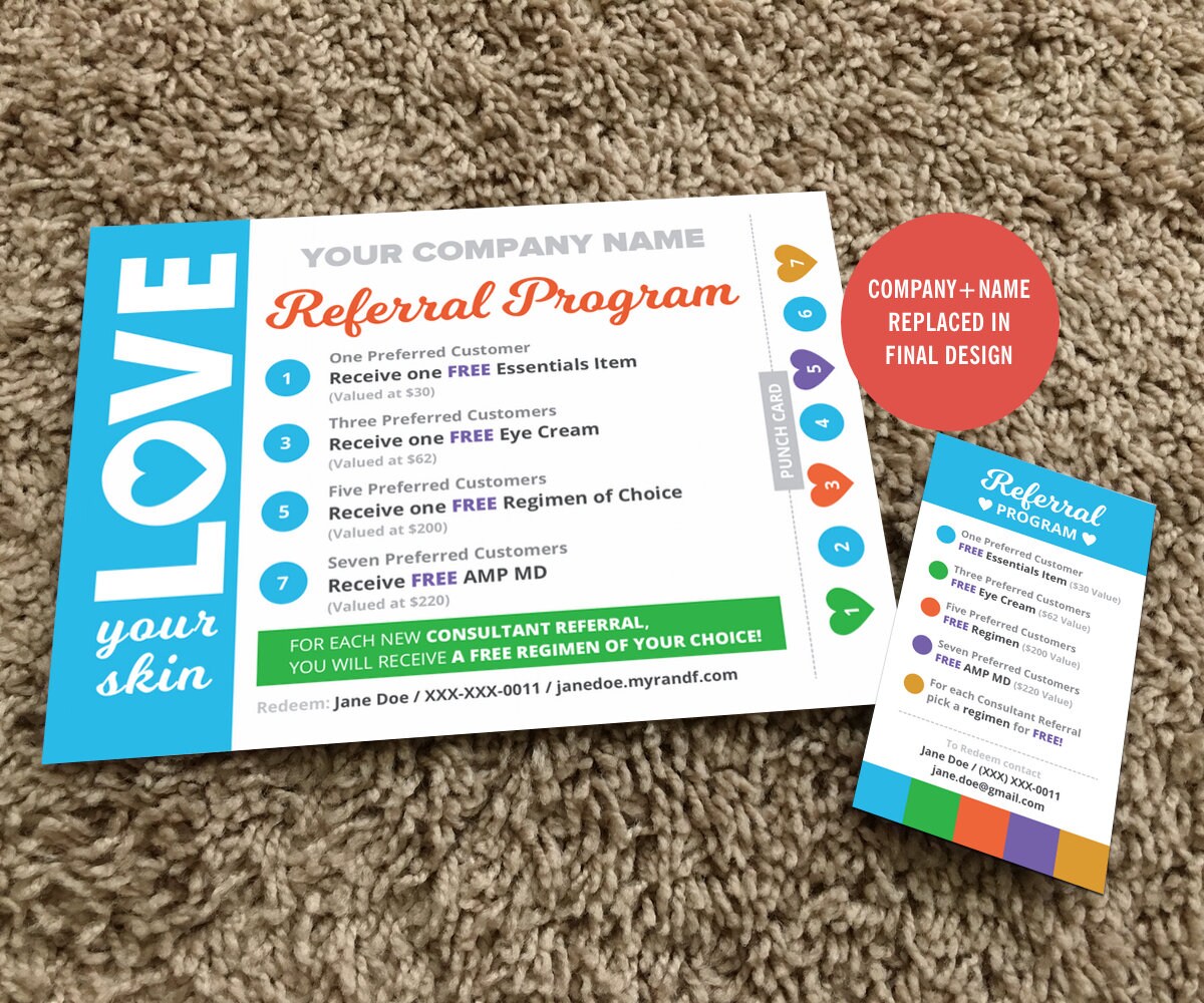 Rodan and Fields Referral Program Cards / Punch Cards / Free Regimen ...