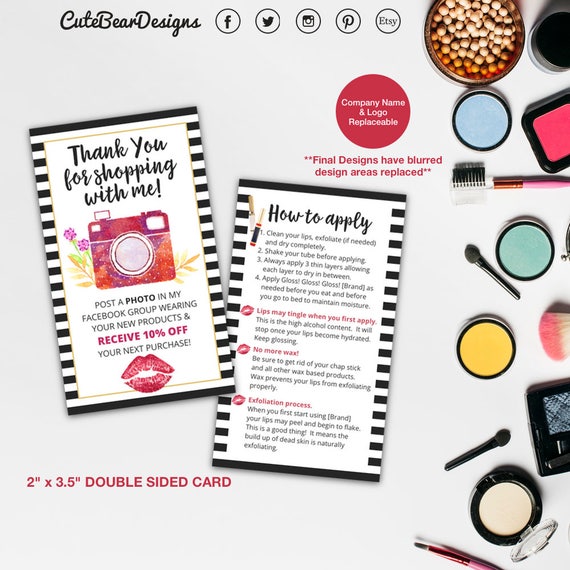 LipSense Selfie Card Post a Selfie LipSense Business Card | Etsy