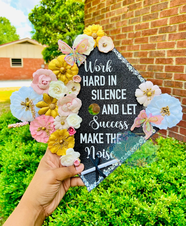 Work Hard in Silence Hat Topper Custom Graduation Hat Topper - Etsy