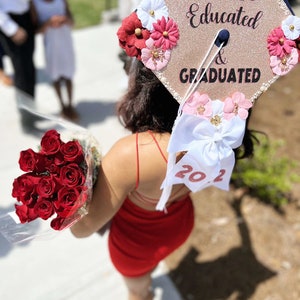 Pretty, Educated & Graduated Hat Topper | Custom Graduation Hat Topper ...