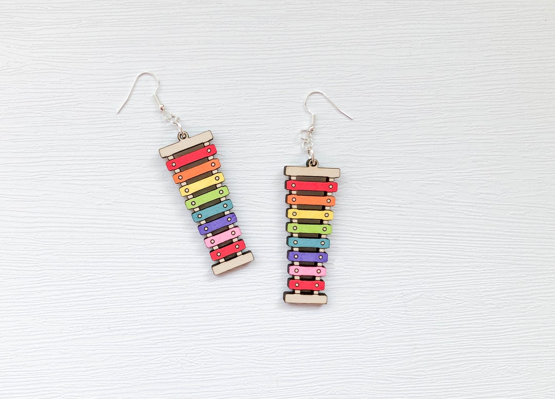 Xylophone Earrings for Music Teachers, Wooden Dangle Earrings, Unique ...