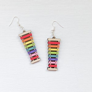 Xylophone Earrings for Music Teachers, Wooden Dangle Earrings, Unique ...