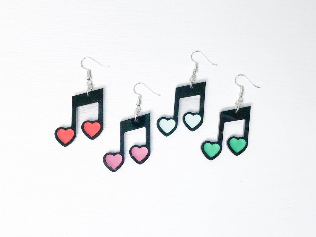 Music Notes Earrings for Music Teachers, Acrylic Dangle Earrings ...