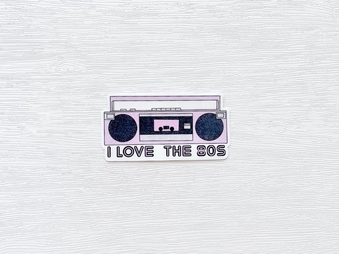 Retro 1980s Music Pink Boombox Sticker, Glossy Vinyl Sticker, 1980s ...