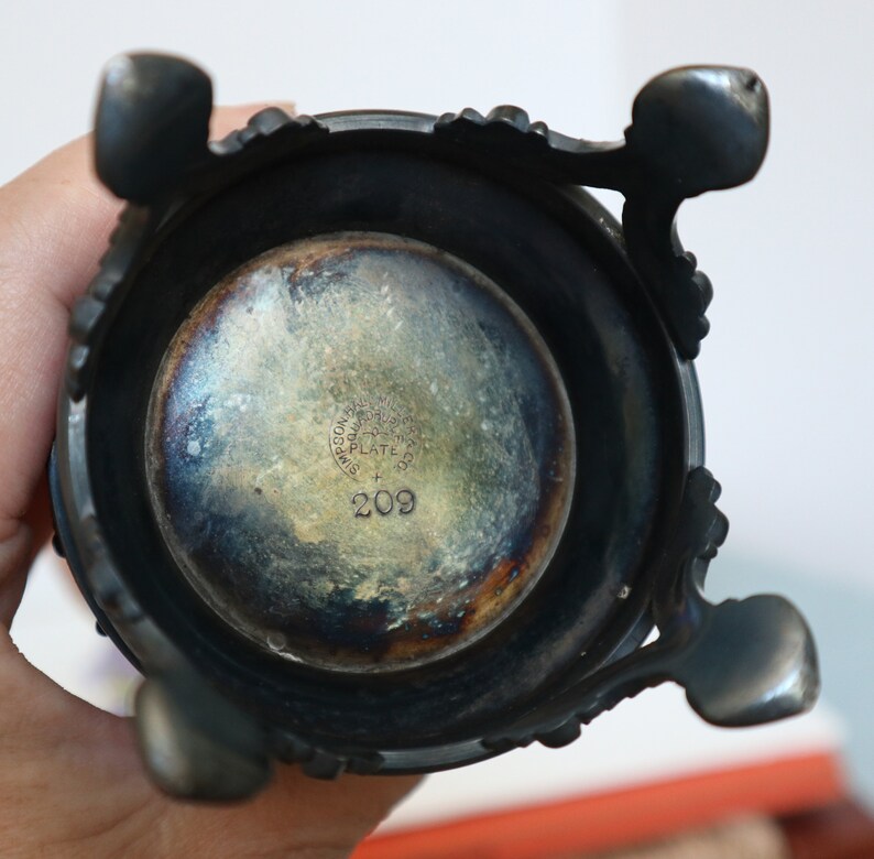 Antique Smith Brothers Mt Washington Rose Vase in Silverplate Mount by ...