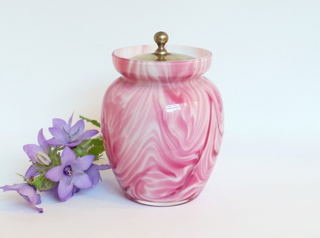 Antique Bohemian Glass Jam Pot With Silverplate Lid Marbled Pink - Etsy
