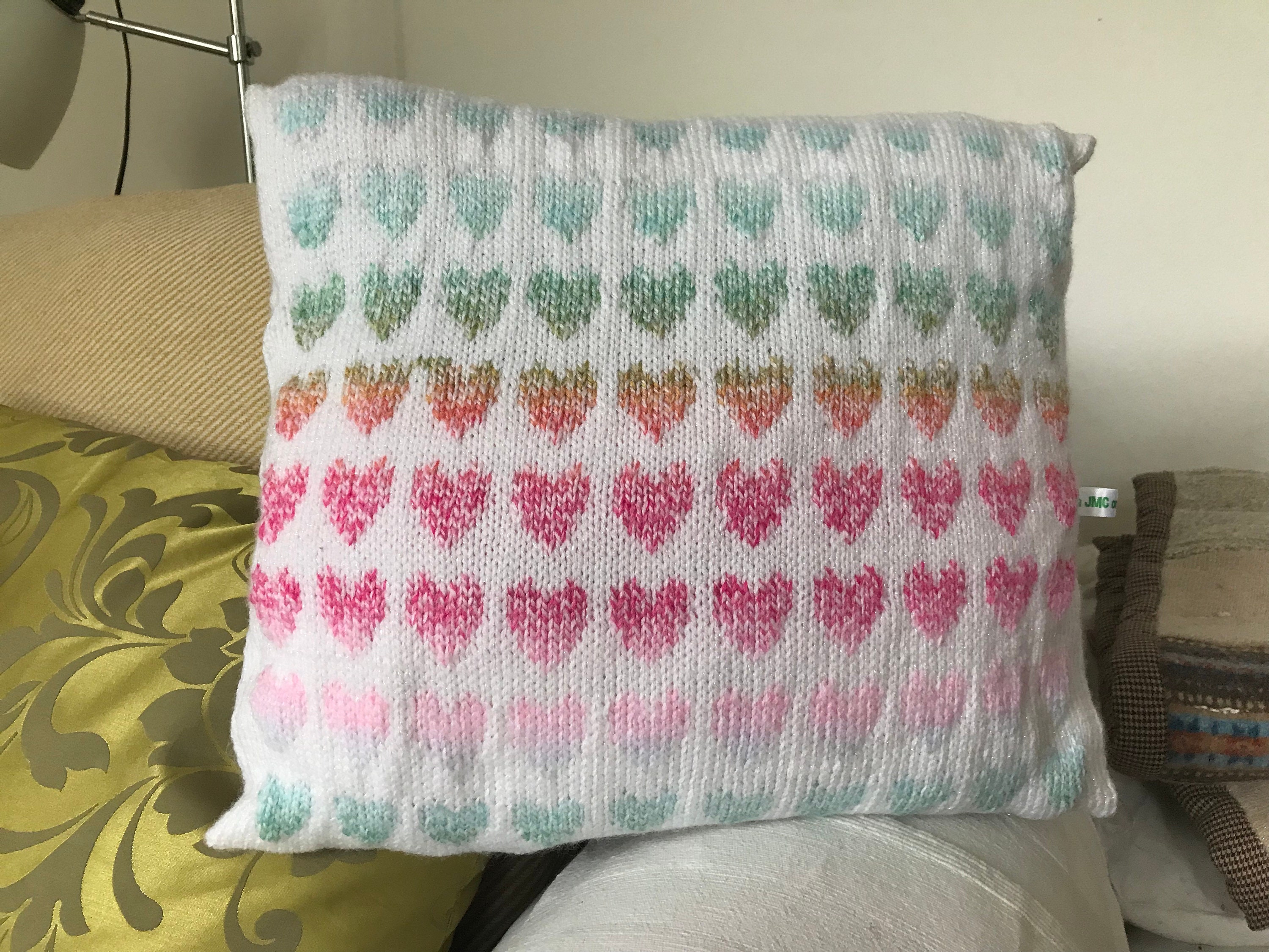 Hand Knitted Heart Cushion Cover - Etsy Australia