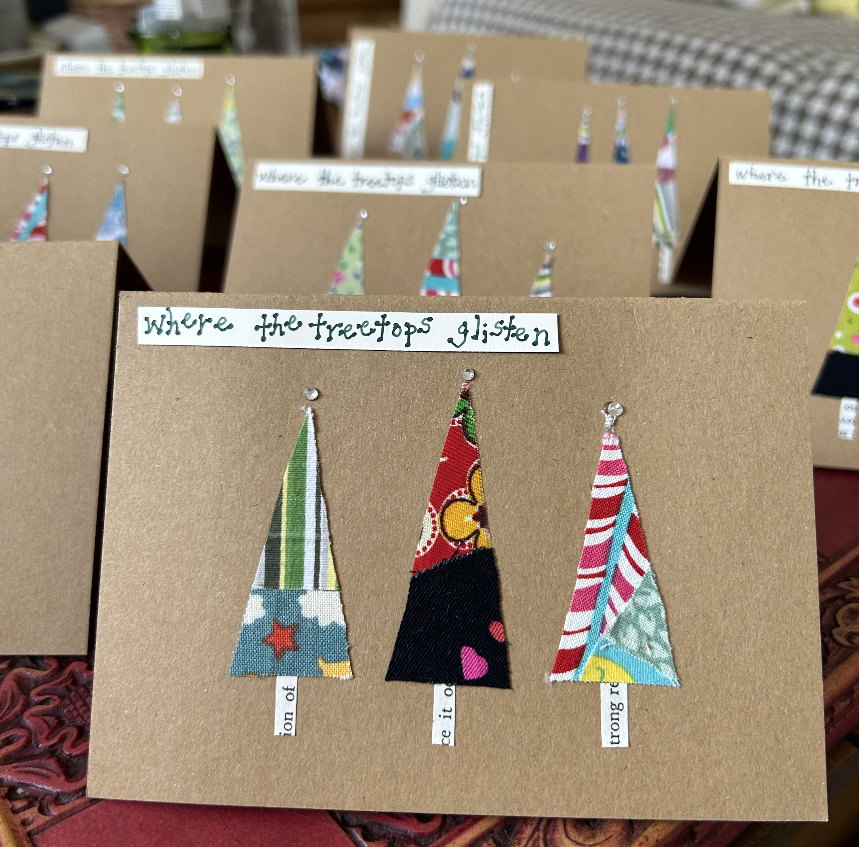 Fabric Christmas Tree Christmas Cards - Etsy
