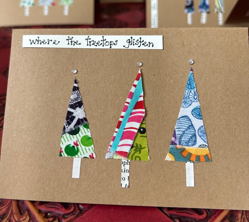 Fabric Christmas Tree Christmas Cards - Etsy