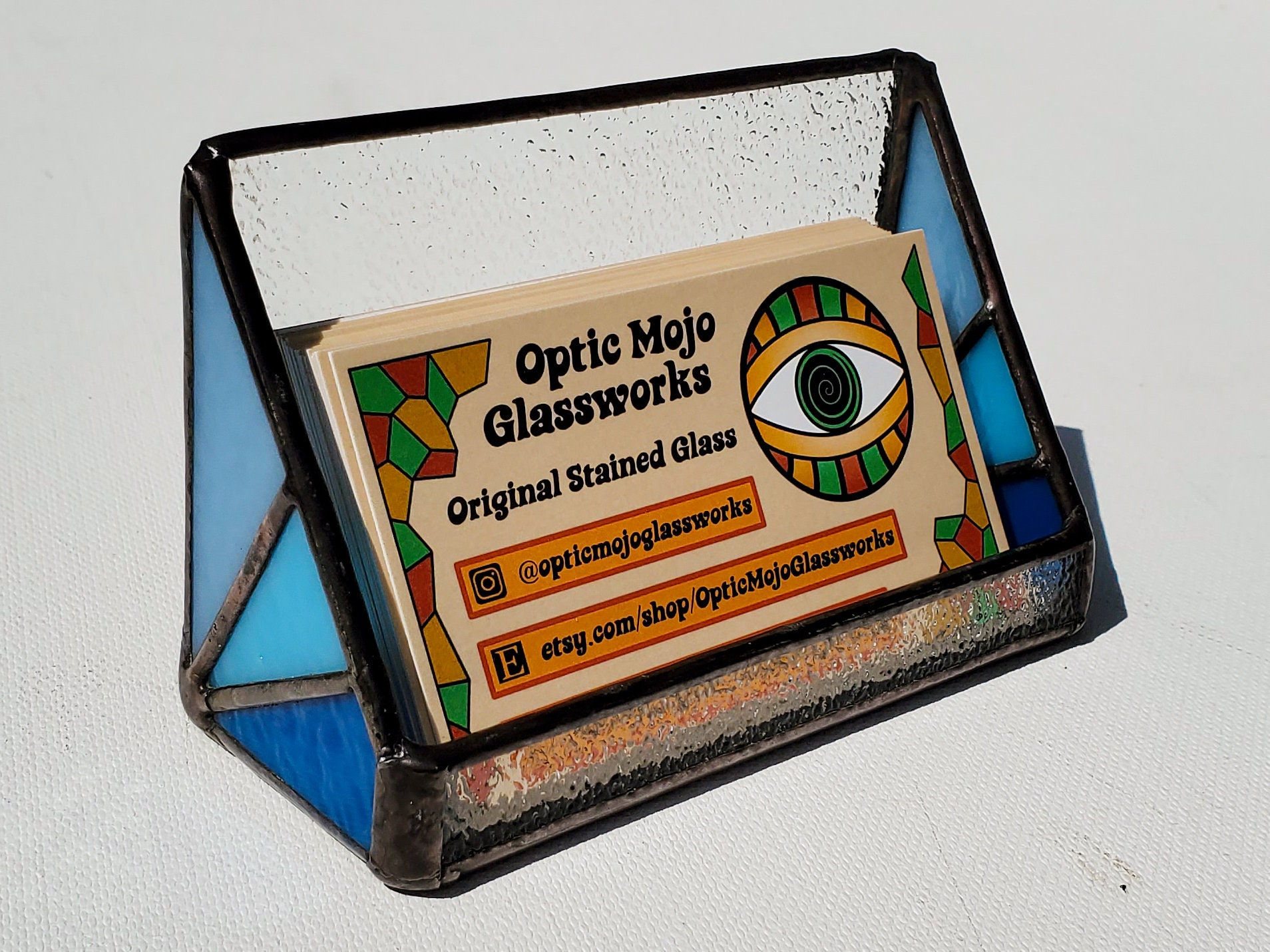 Stained Glass Dark to Light Blue Gradient Business Card Holder - Etsy