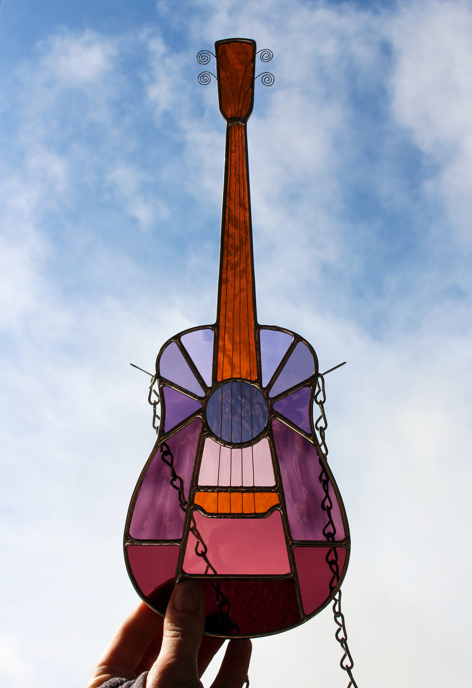 Stained Glass Pink and Purple Patchwork Ombre/gradient Guitar or ...