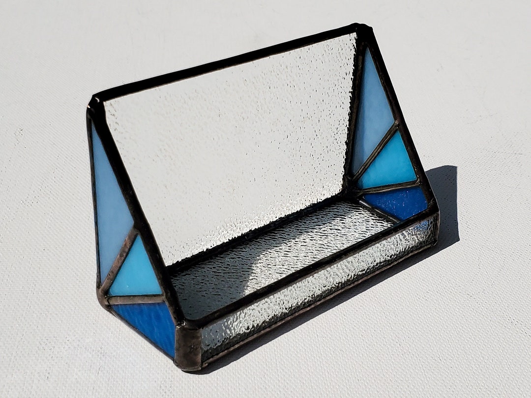 Stained Glass Dark to Light Blue Gradient Business Card Holder - Etsy