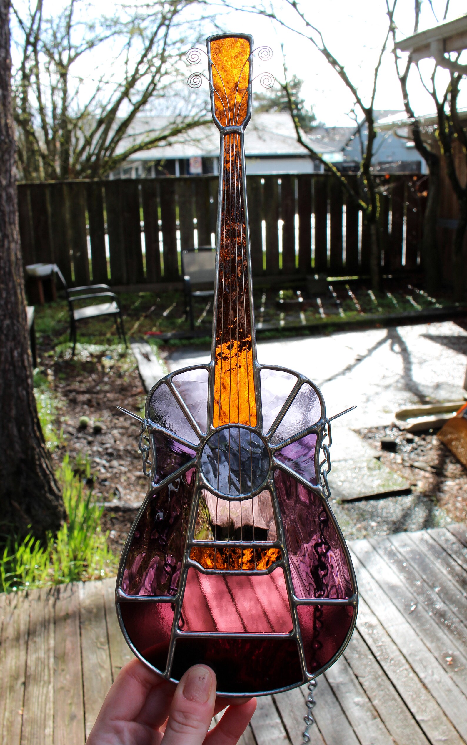 Stained Glass Pink and Purple Patchwork Ombre/gradient Guitar or ...