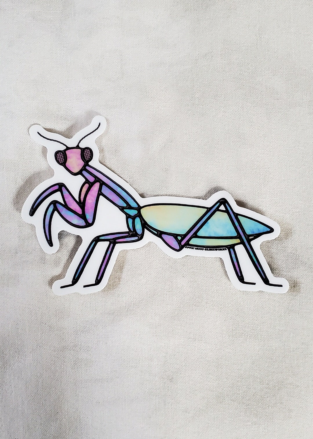 Rainbow Iridescent Pink Praying Mantis Stained Glass Sticker - 3 ...