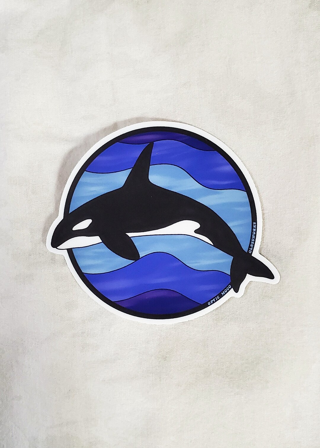 Orca Killer Whale Animal Stained Glass Laptop Water Bottle Car Sticker ...