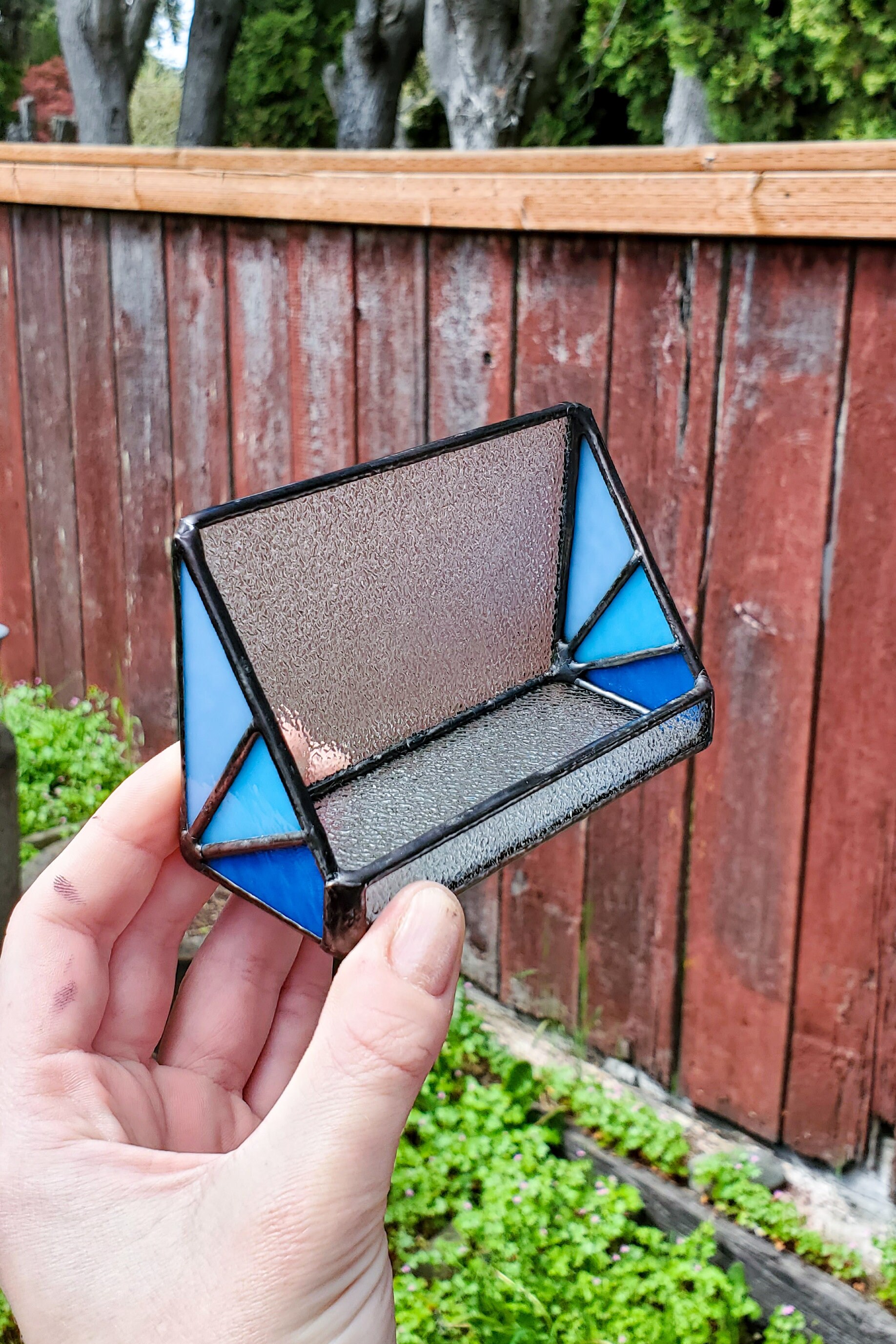 Stained Glass Dark to Light Blue Gradient Business Card Holder - Etsy