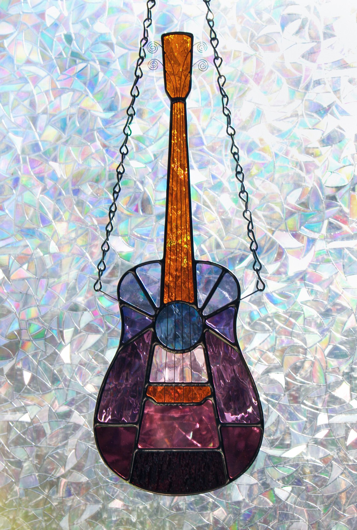 Stained Glass Pink and Purple Patchwork Ombre/gradient Guitar or ...