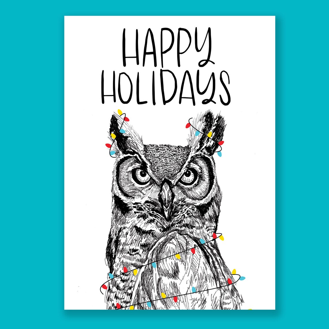 Happy Holidays Owl Holiday Card - Etsy