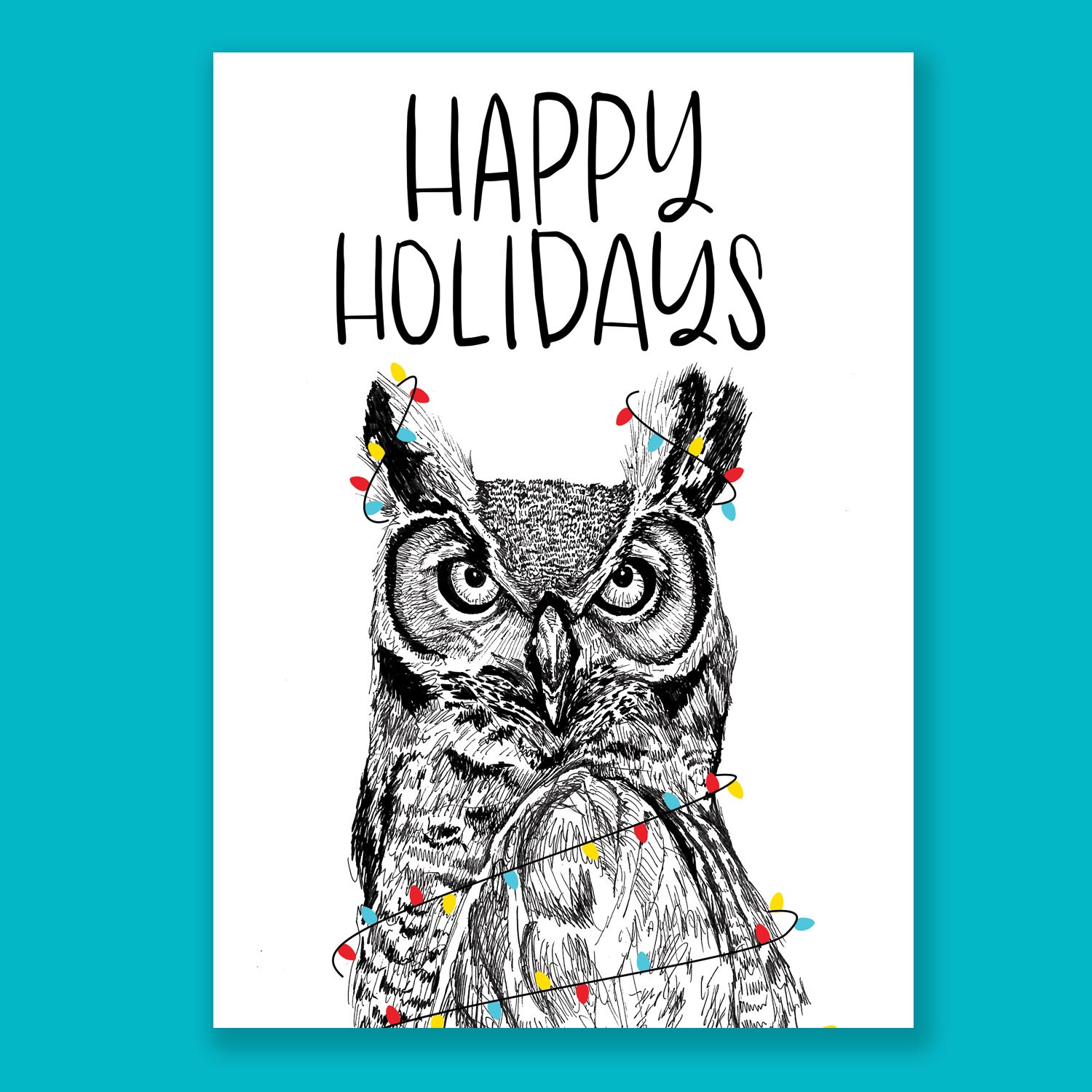 Happy Holidays Owl Holiday Card - Etsy