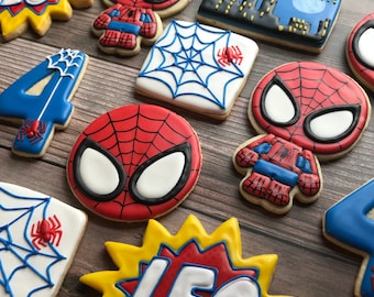 Spider Super Hero Inspired Decorated Sugar Cookies - Etsy