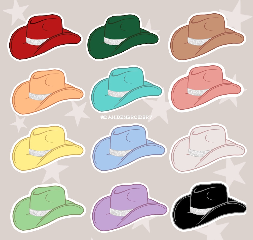 The Cowboy Collection Multicolored Cowboy Hat Waterproof Stickers ...