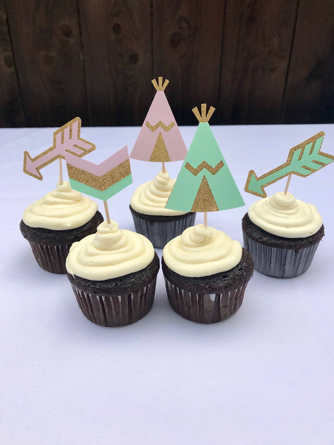Bohemian/tribal Cupcake Toppers, Arrow Baby Shower, Tribal Party ...
