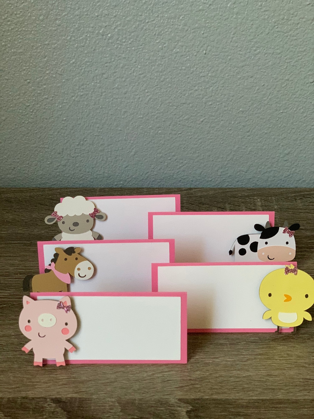 Pink Farm Animal Place Cards: Barnyard Birthday Party Decor - Etsy
