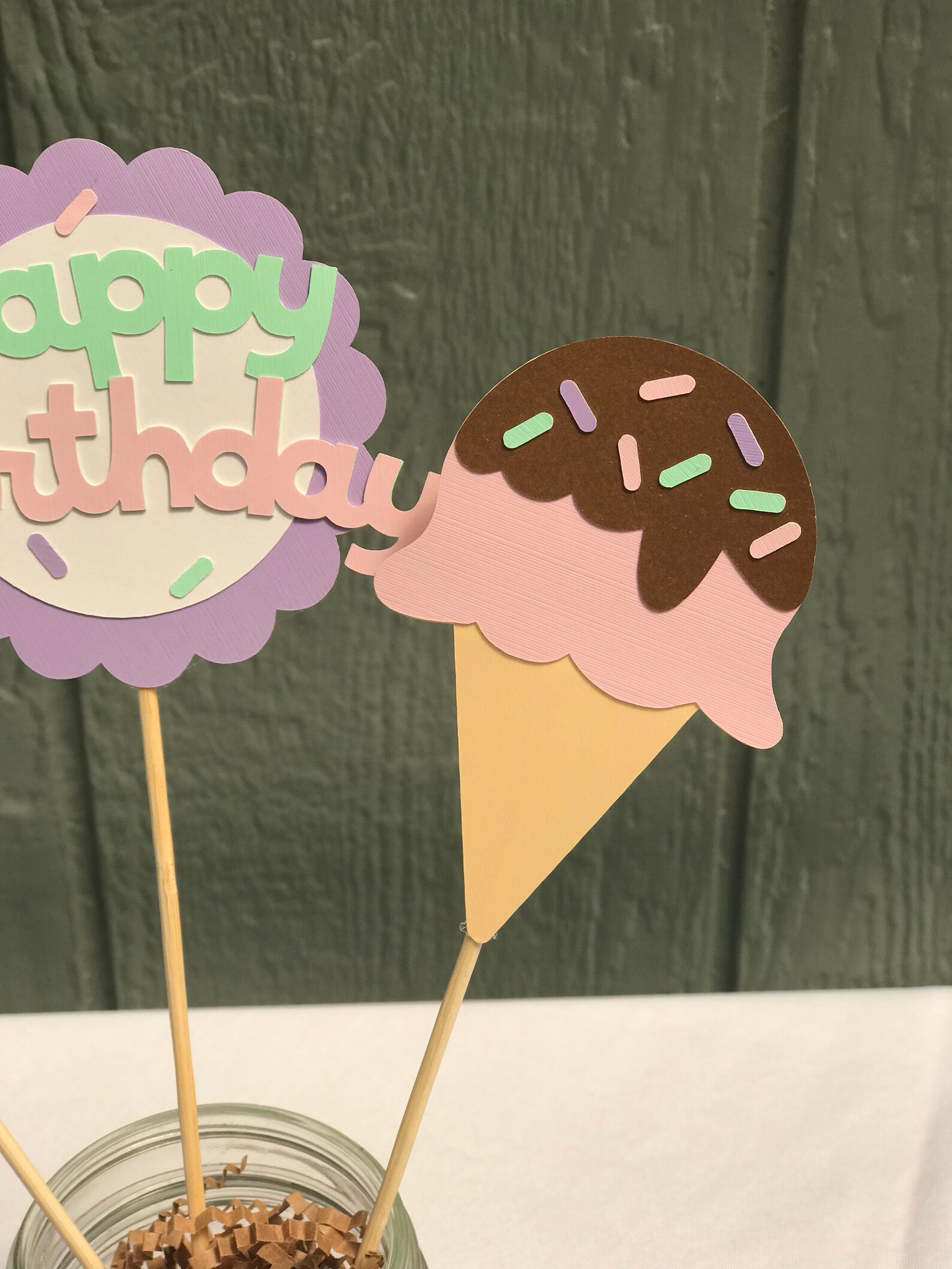 Ice Cream Birthday Centerpieces Sprinkle Centerpiece Mint | Etsy