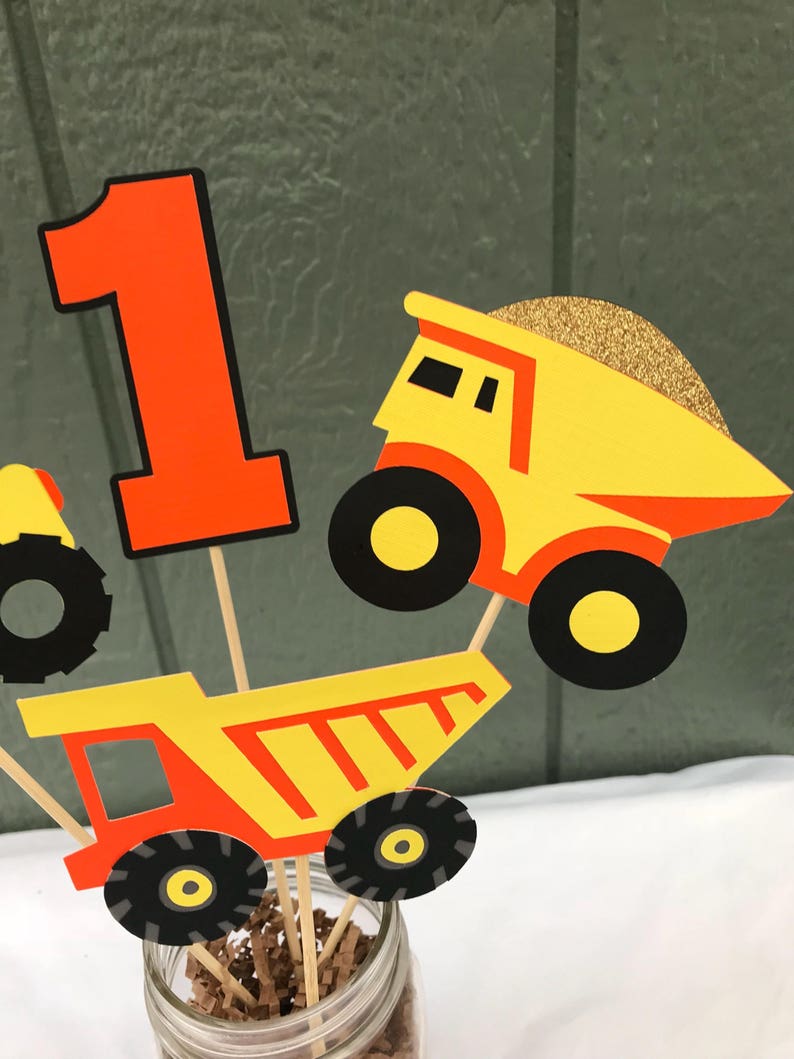 Construction Centerpieces Truck Birthday Construction | Etsy