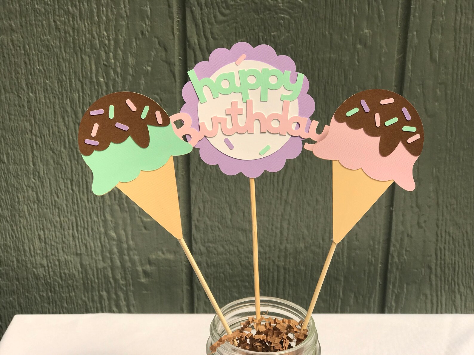 Ice Cream Birthday Centerpieces Sprinkle Centerpiece Mint | Etsy