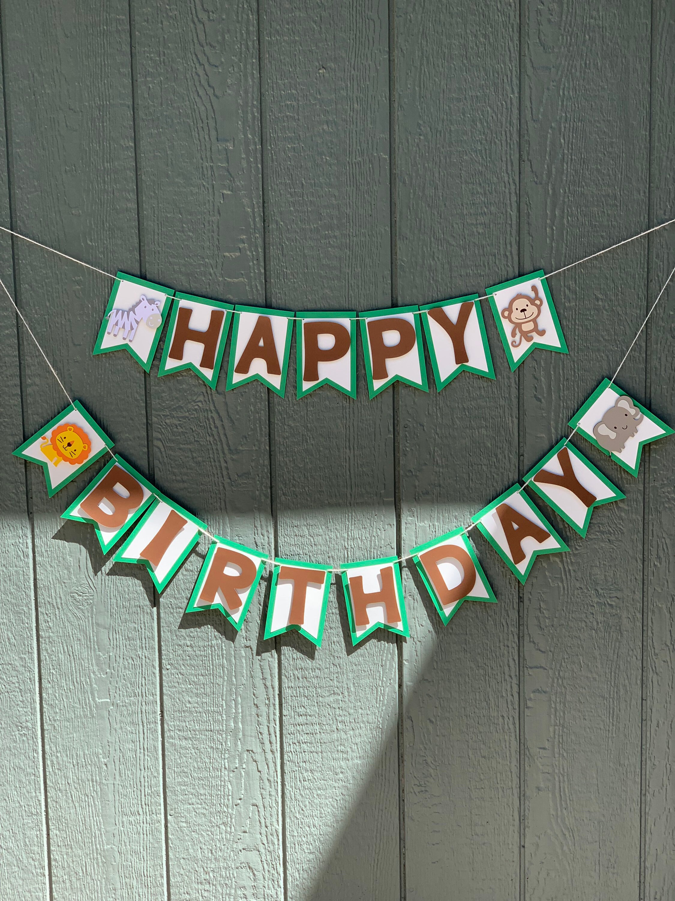 Zoo Animal Happy Birthday Banner Jungle Happy Birthday - Etsy
