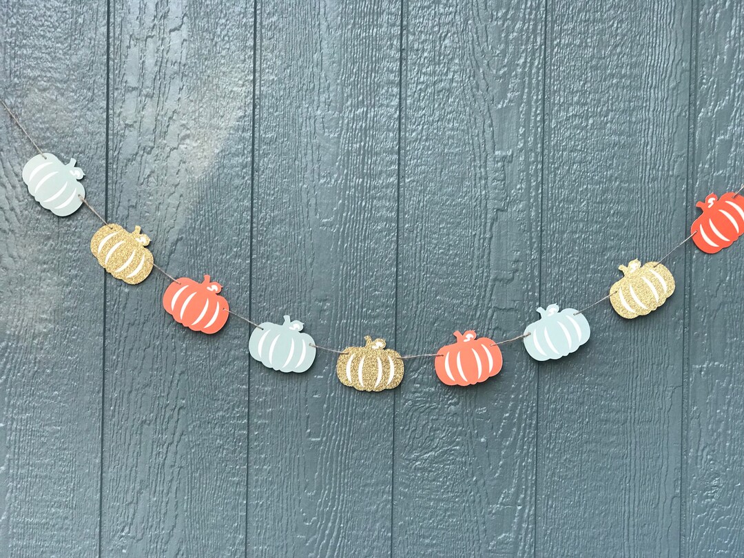 Pumpkin Garland, Orange Pumpkin Banner, Fall Banner, Fall Garland, Gold ...