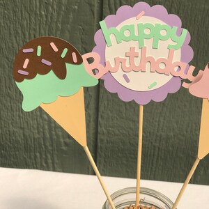 Ice Cream Birthday Centerpieces, Sprinkle Centerpiece, Mint Ice Cream ...