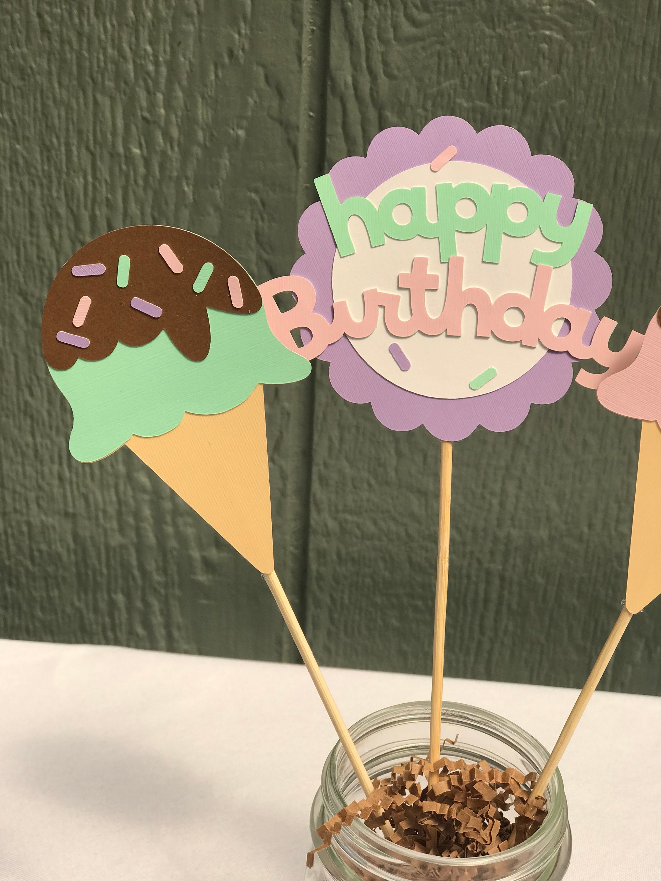 Ice Cream Birthday Centerpieces Sprinkle Centerpiece Mint - Etsy
