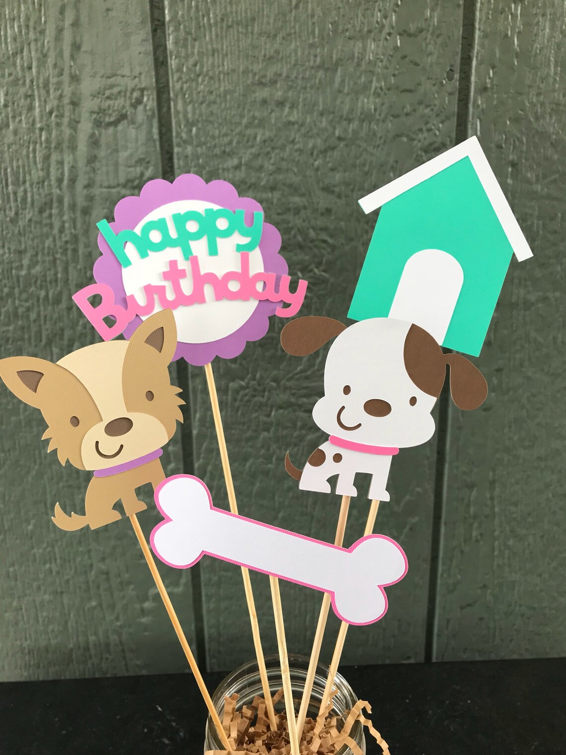 Girl Puppy Birthday Centerpieces Pink Puppy Centerpieces - Etsy