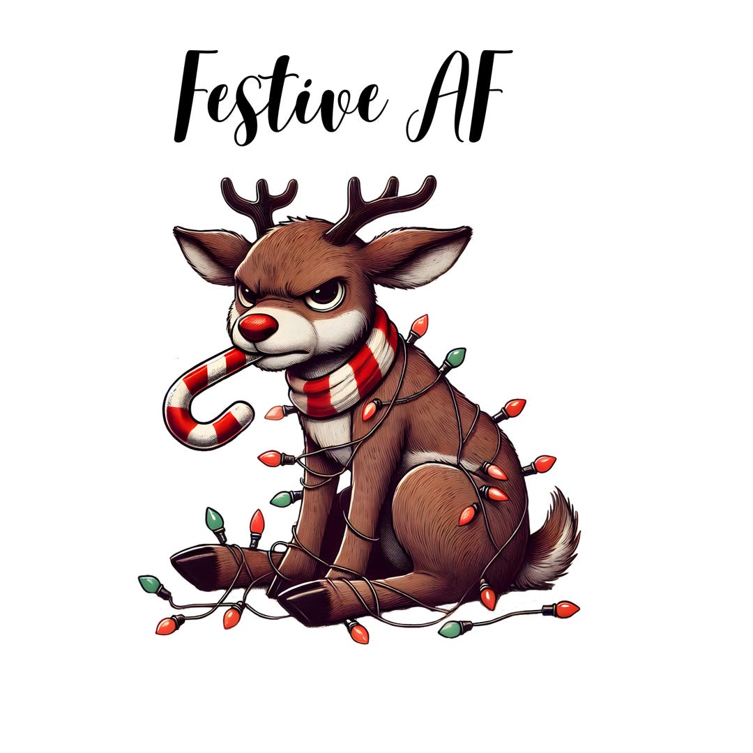 Grumpy Deer Christmas Festive AF Png - Etsy