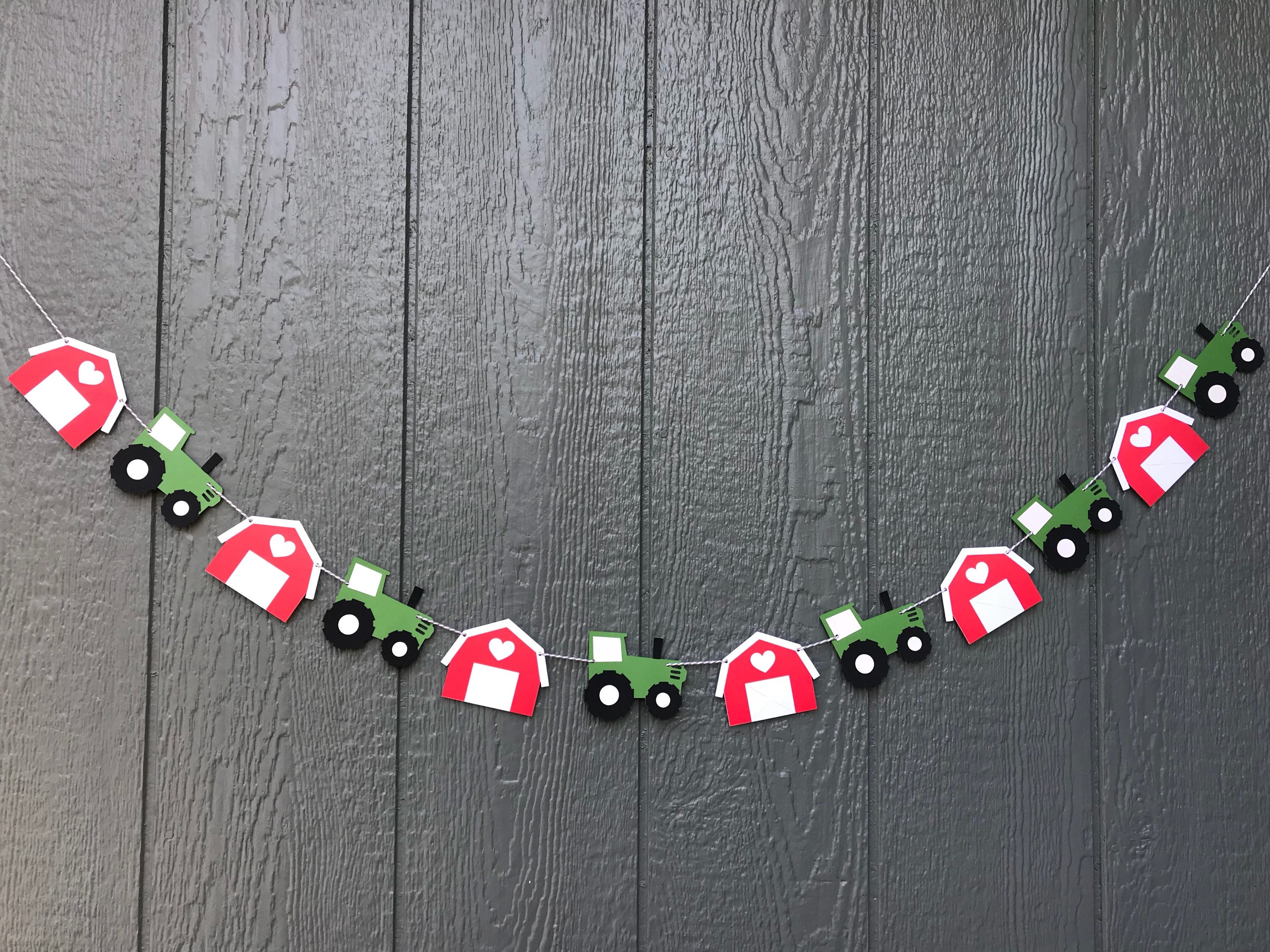 Tractor and barn garland farm party tractor party barn | Etsy