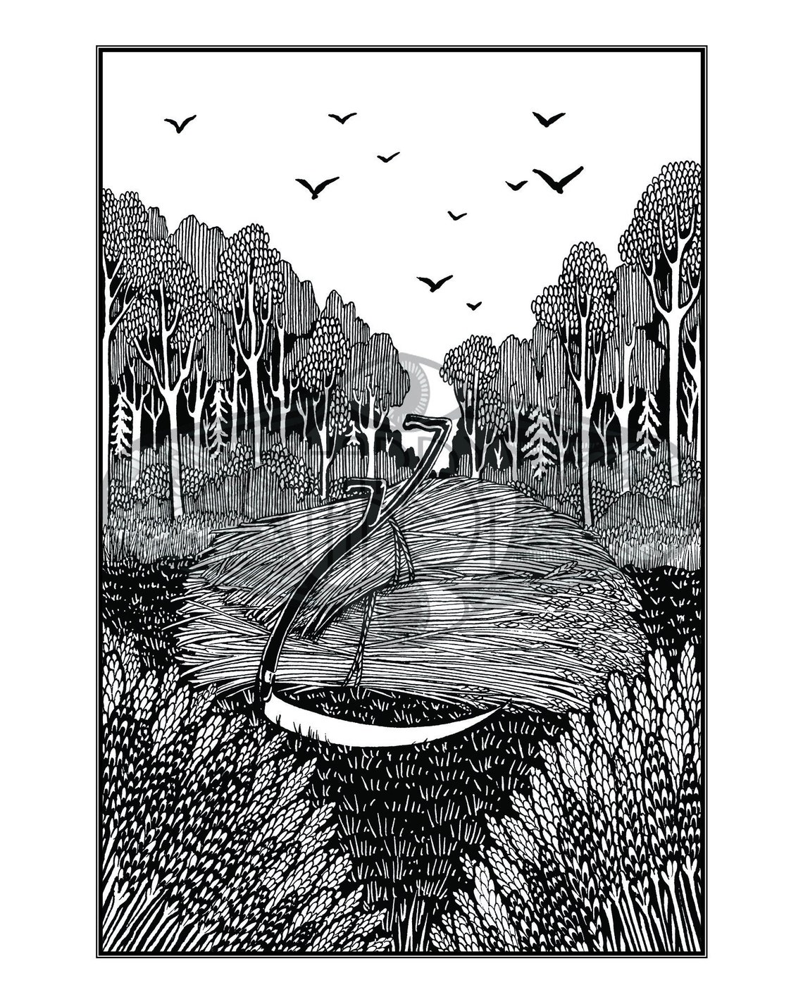 Scythe Art Print - Enchanted Wood Lenormand, Oracle, Original Art Print ...