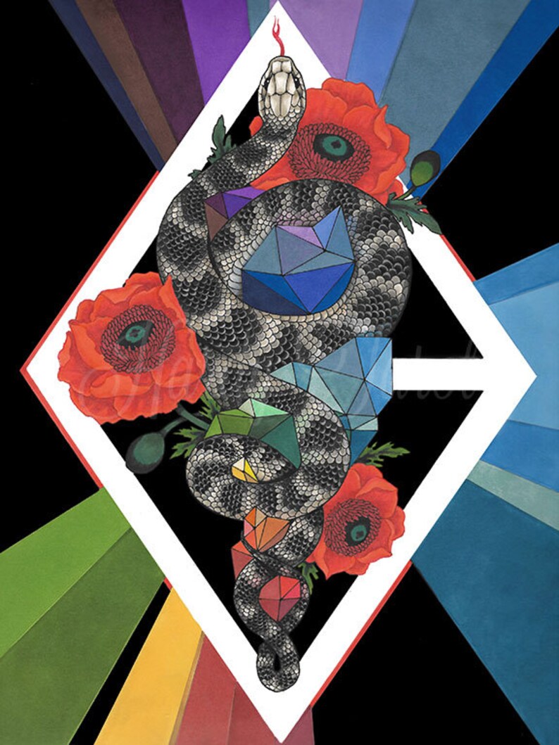 Snake Art Print Forces Flora Fauna Oracle Psychedelic | Etsy
