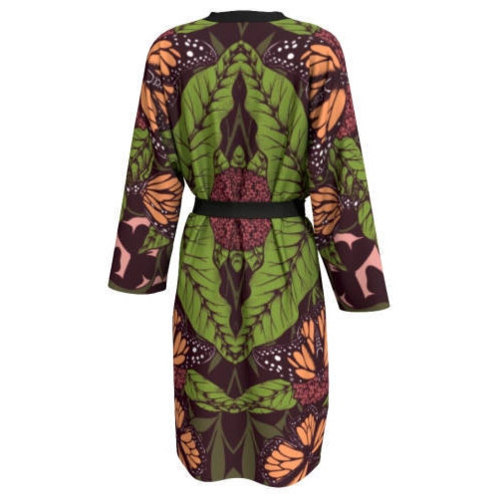 Monarch Butterfly + Milkweed Flowers Robe - Kimono, Bridal Robe ...