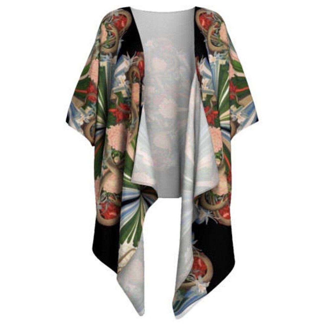 Snake Floral Kimono Wrap Kimono, Kimono Blouse, Black Mamba, Snake ...